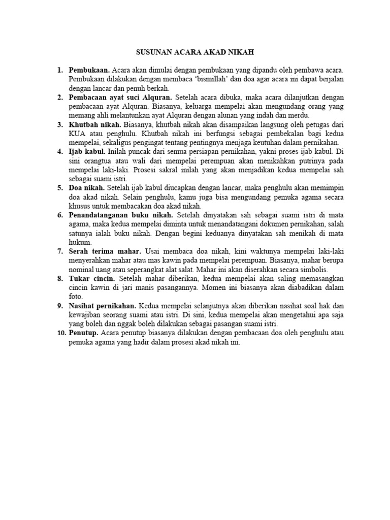 Susunan Acara Akad Nikah Pdf
