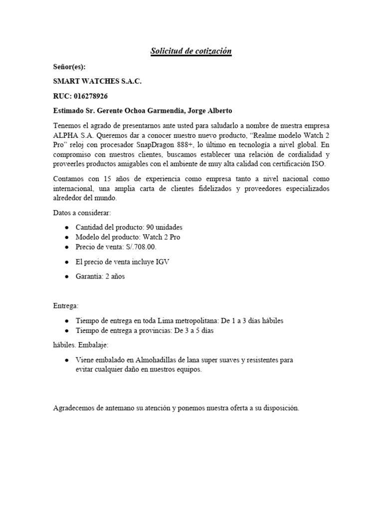 Entrega solicitud de cotización corregida al 100% | PDF | Economias | Business