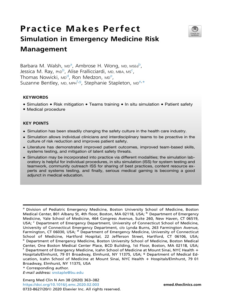 Practicemakesperfect: Simulation in Emergency Medicine Risk Management ...