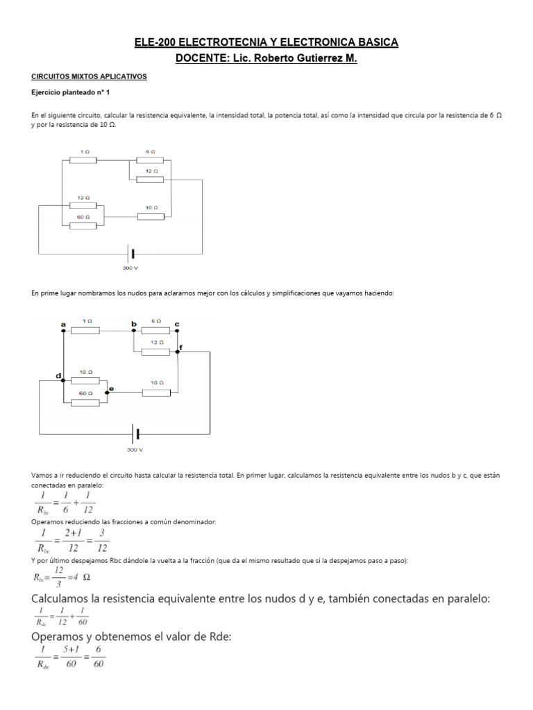 Circuitos Mixtos | PDF | Resistencia Eléctrica y Conductancia ...