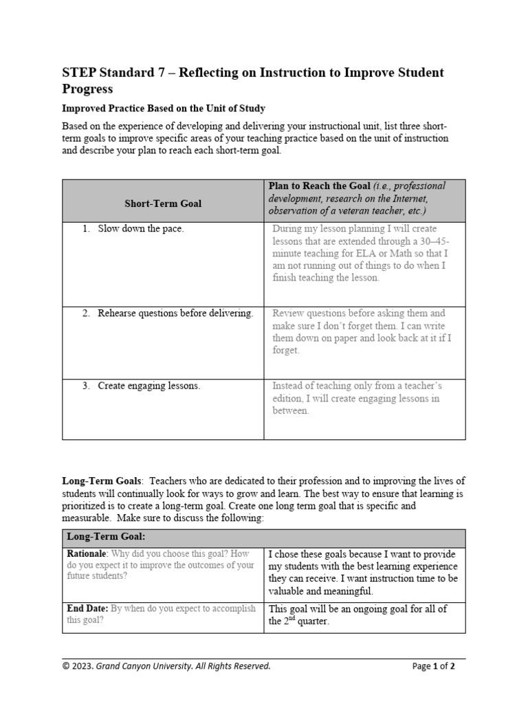 Step 7 | PDF | Goal | Teachers