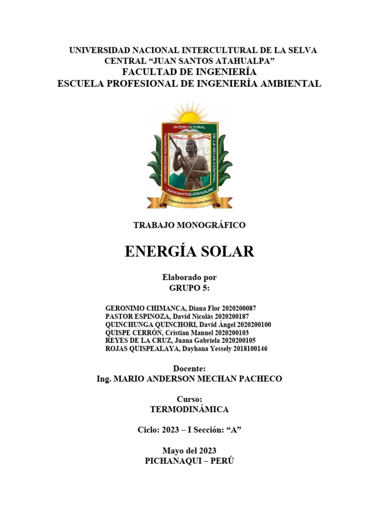 TERMO monografia | PDF | Energía renovable | Energía solar