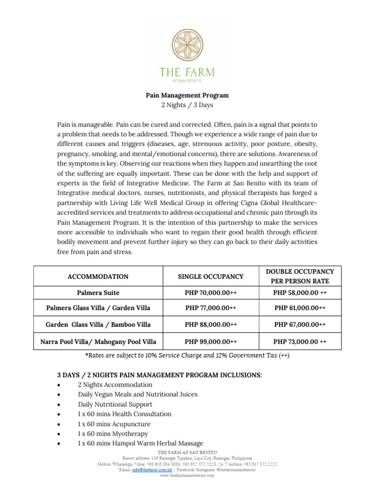 Pain Management Retreat at The Farm | PDF | Massage | Pain
