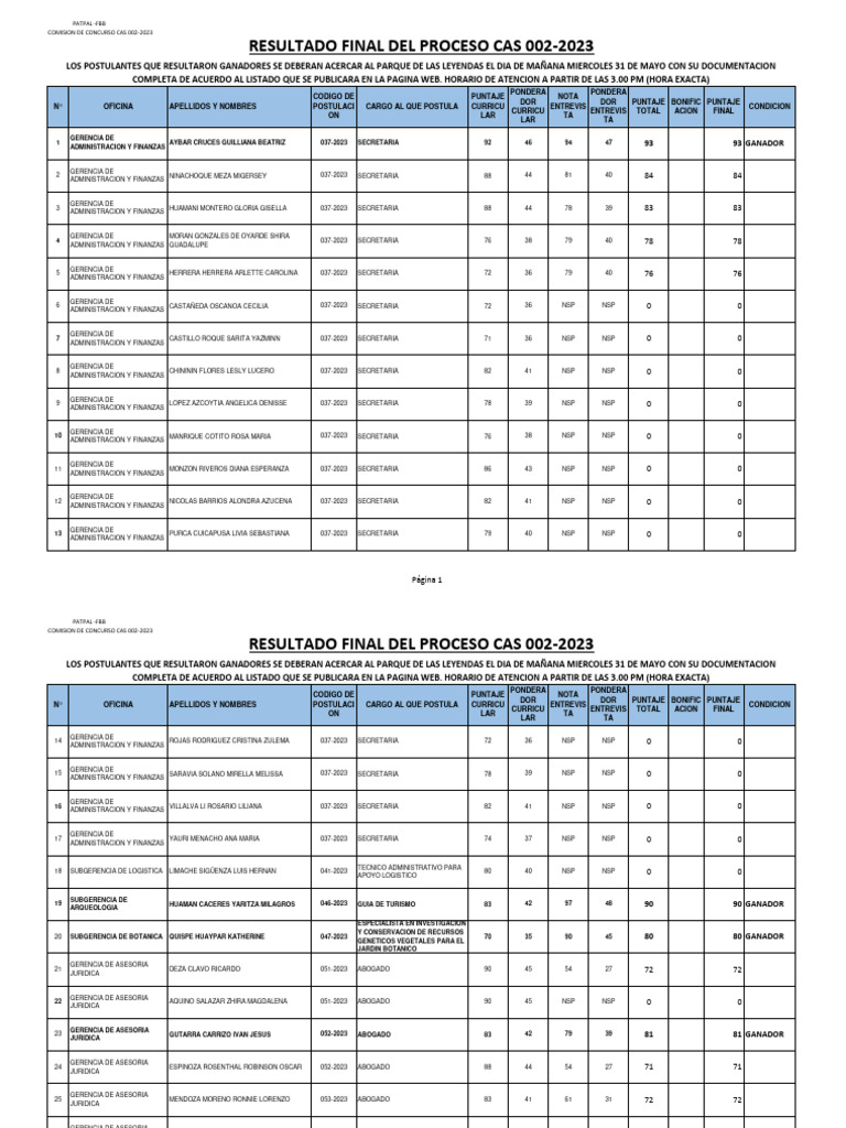 Base Dato 1 Cas 002 2023 Resultado Final | PDF
