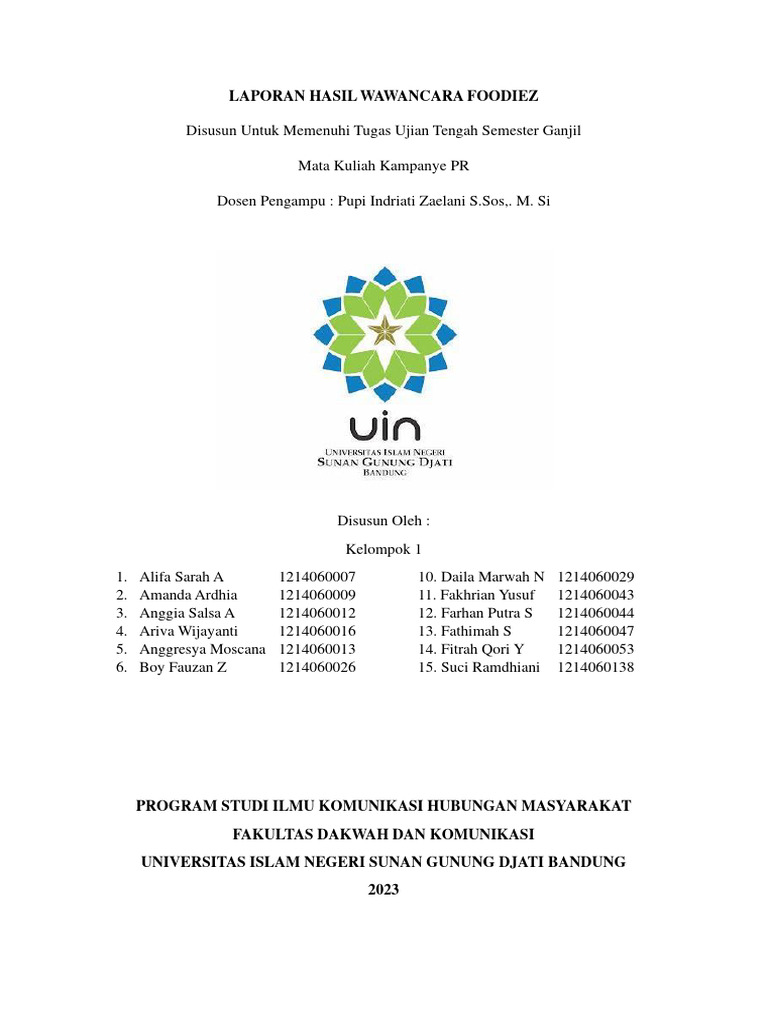 Laporan Hasil Wawancara Kelompok 1 | PDF