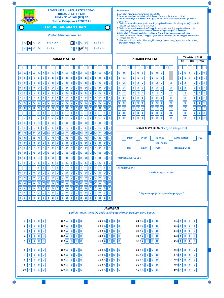 Lembar Jawaban Kerja (LJK) PG | PDF