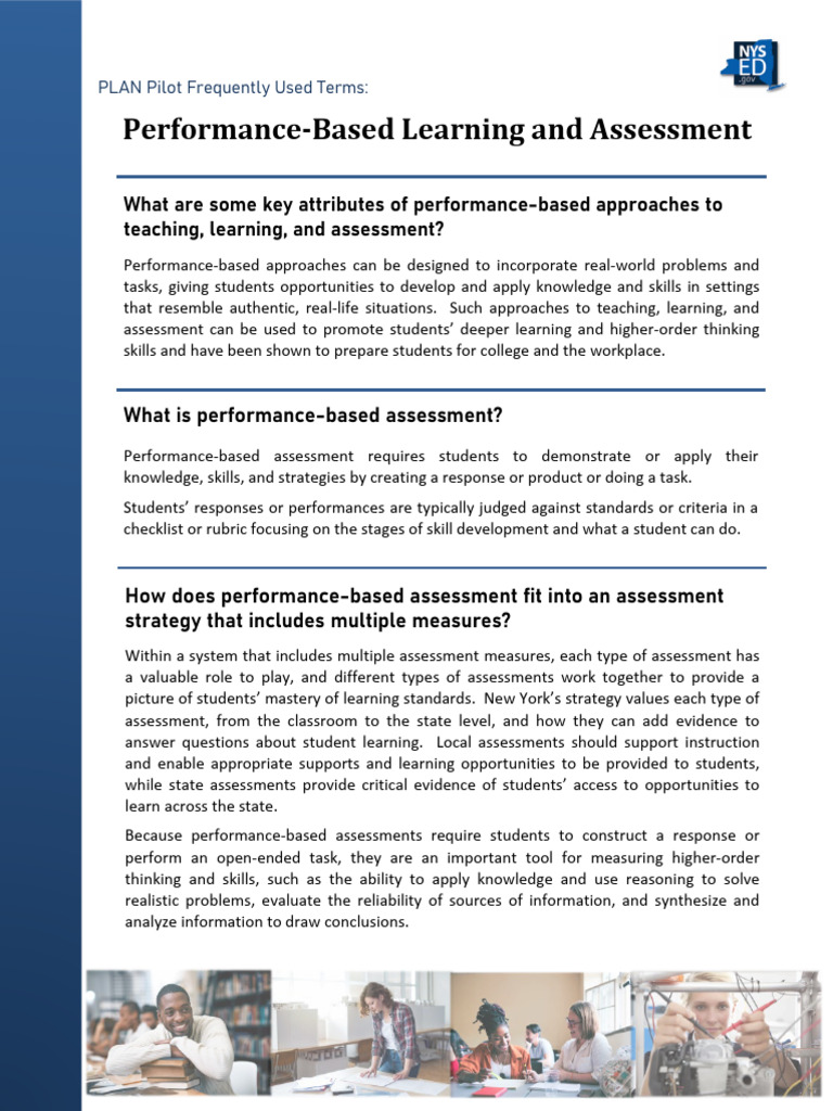 Fact Sheet Performance Based Learning Assessment | PDF | Educational ...
