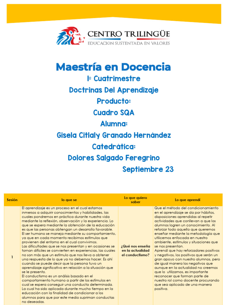 Cuadro Sqa Pdf Constructivismo Filosofía De La Educación