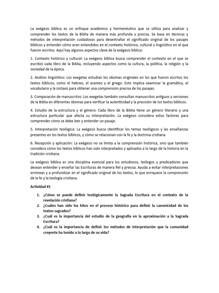 La Exégesis Bíblica | PDF | Hermenéutica Bíblica | Biblia