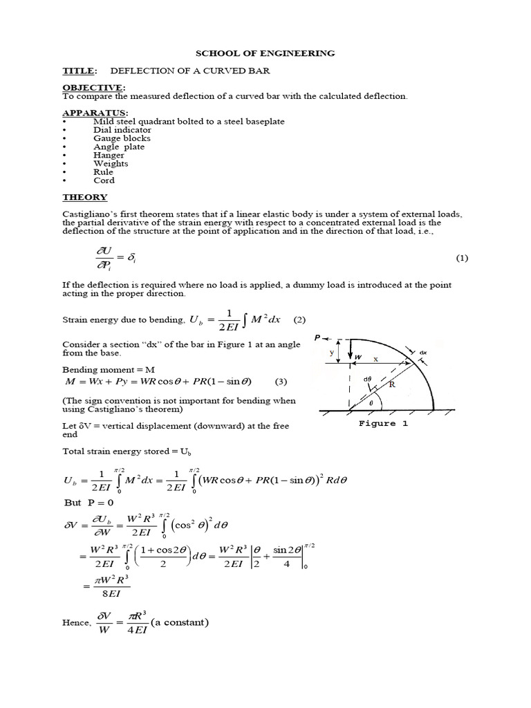 Deflection of a curved bar | PDF | Bending | Applied And ...