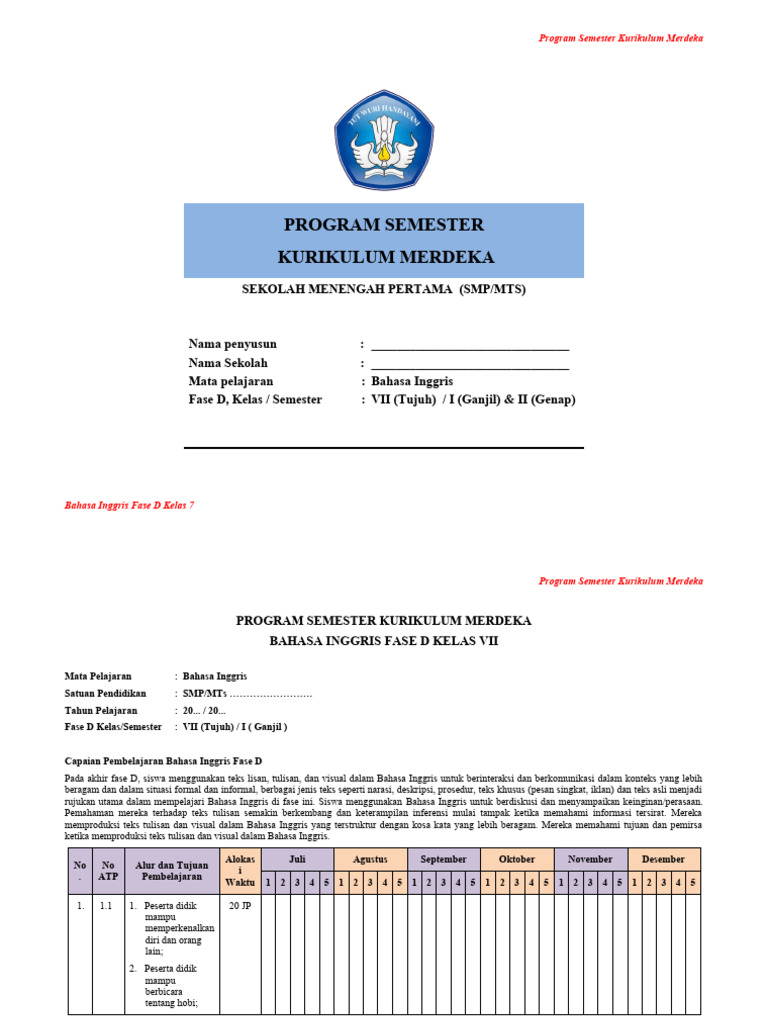 PROMES Kurikulum Merdeka | PDF