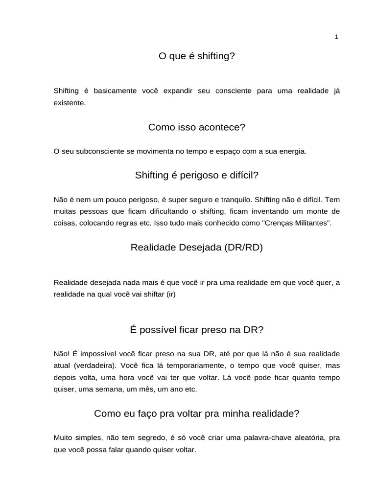 Shifting | PDF | Realidade | Tempo