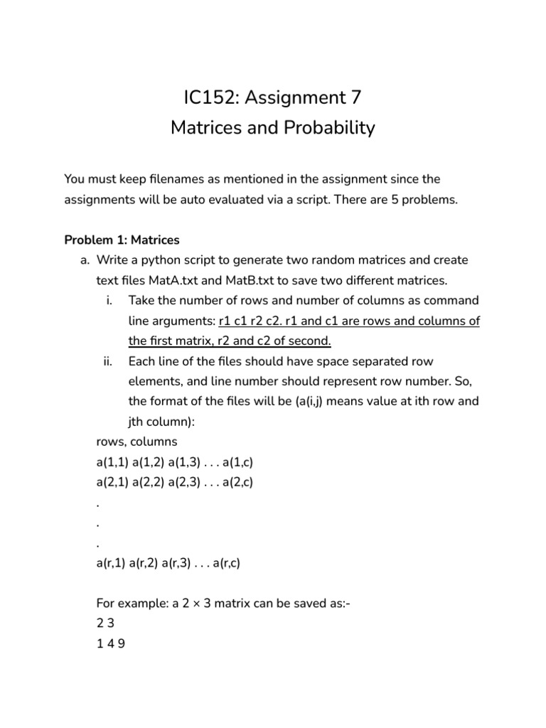 Ic152 Lab Assignment 7 Pdf Matrix Mathematics System Of Linear Equations 