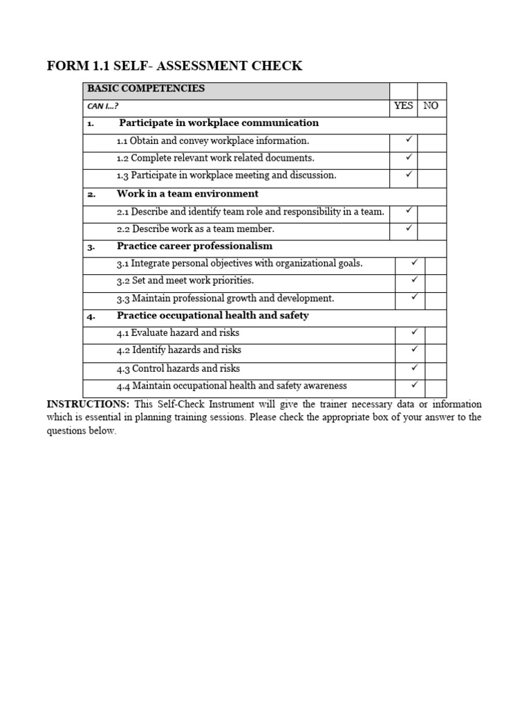 Self Assessment Check | PDF | Risk | Occupational Safety And Health