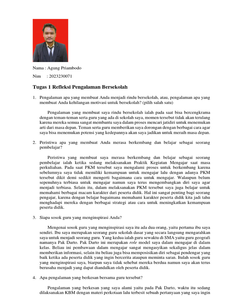 Siapa Saya Sebagai Seorang Guru - Agung Priambodo | PDF | Pengembangan Diri