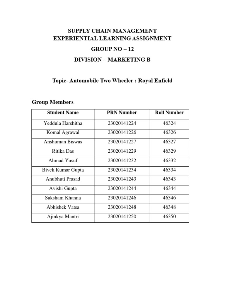Group 12 - SCM - Exp Learning | PDF | Supply Chain | Lean Manufacturing
