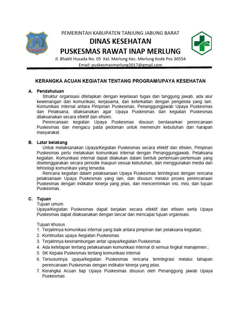 KAK Program Atau Upaya Pusk. | PDF | Karier & Perkembangan