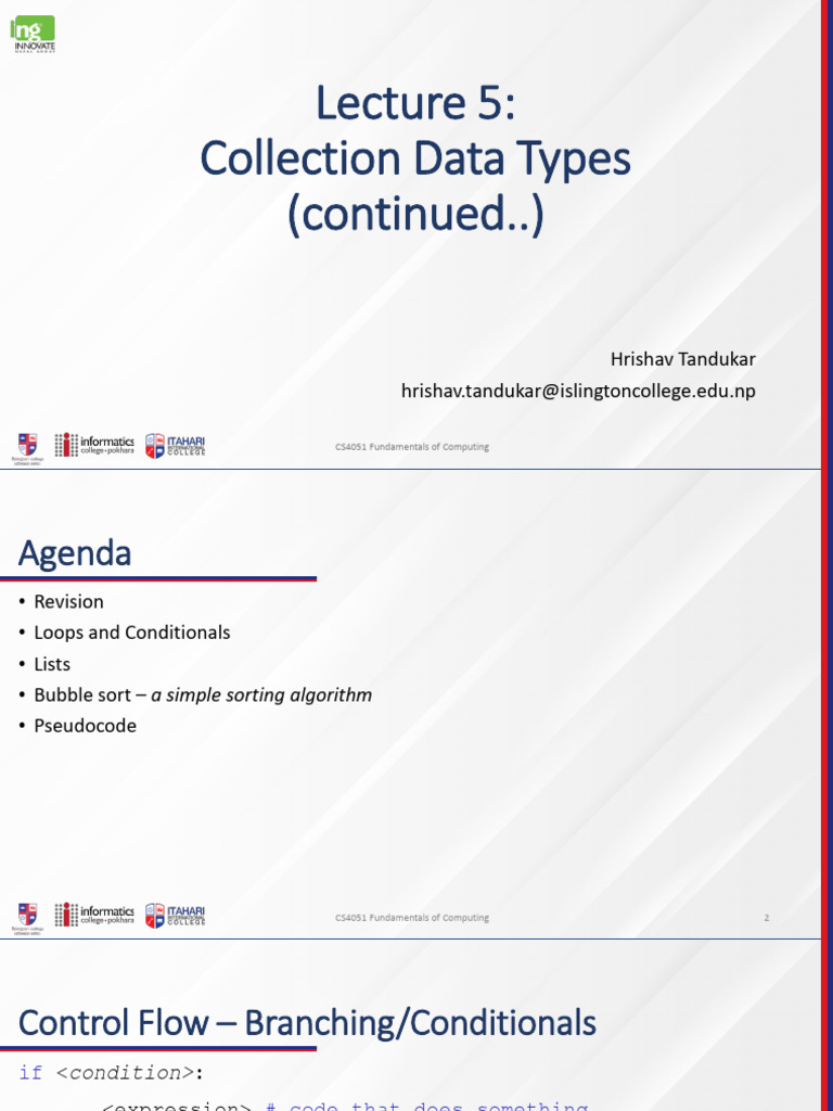 Week 5 Lecture Slides | PDF | Control Flow | Algorithms