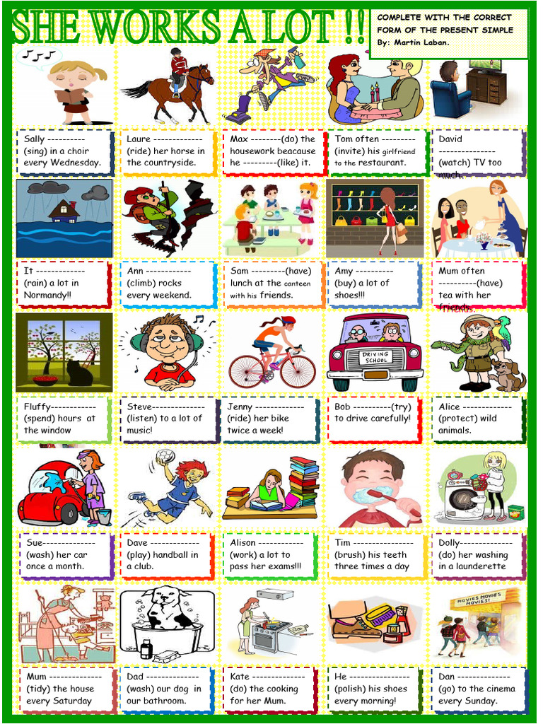 She Works A Lot Present Simple WRITING - 1 | PDF