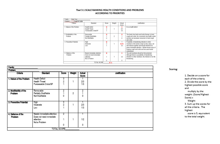 Scale Ranking Health Conditions & Problems Accdg to Priorities | PDF