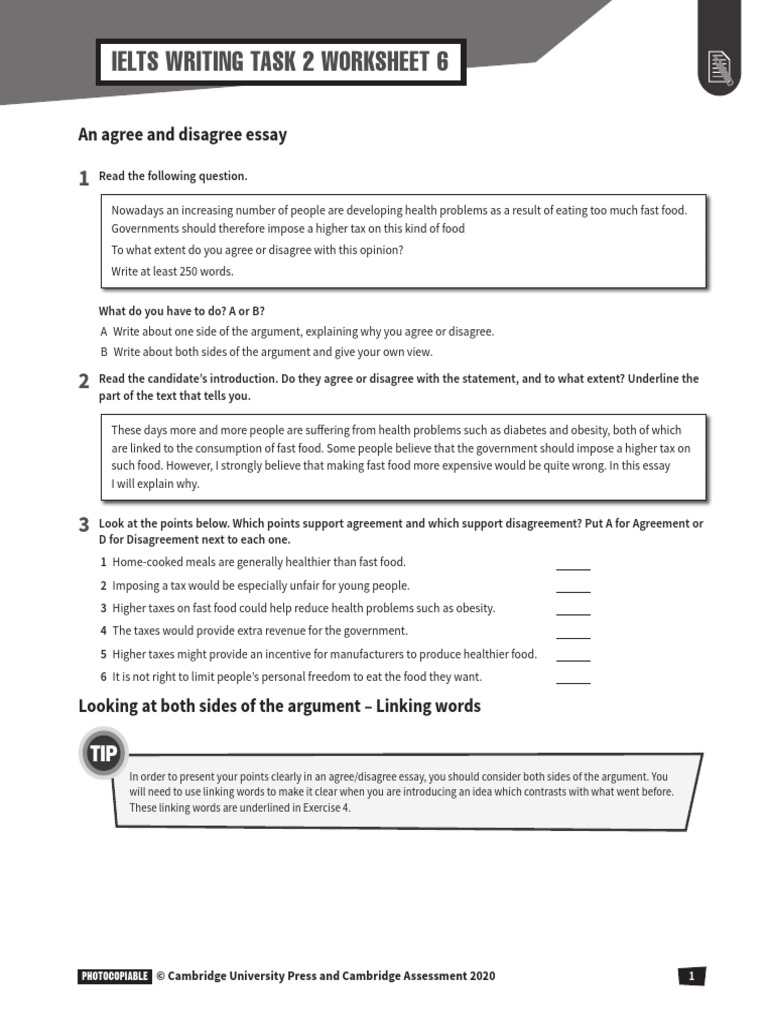 IELTS Writing Task 2 Worksheet 6 | PDF | Obesity | Fast Food