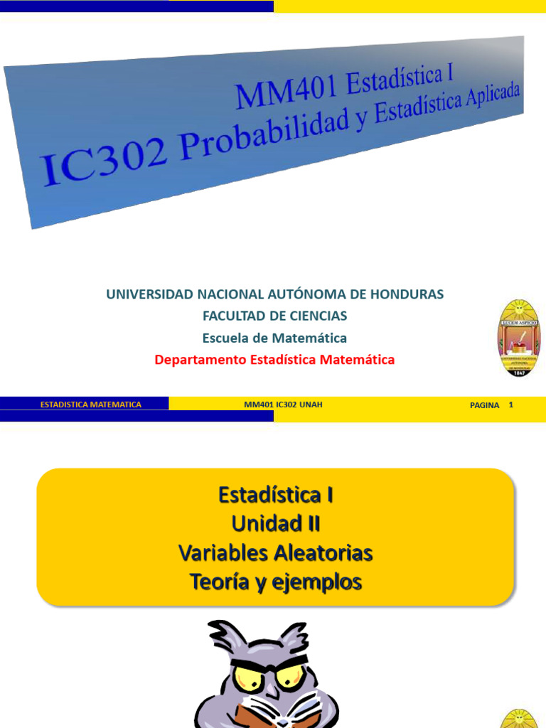 Unidad II Estadística Clase 1 Variables Aleatorias | PDF | Variable aleatoria | Variable ...