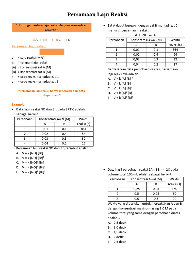 Persamaan Laju Reaksi | PDF