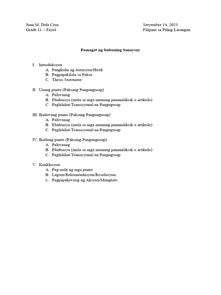 Format NG Balangkas | PDF