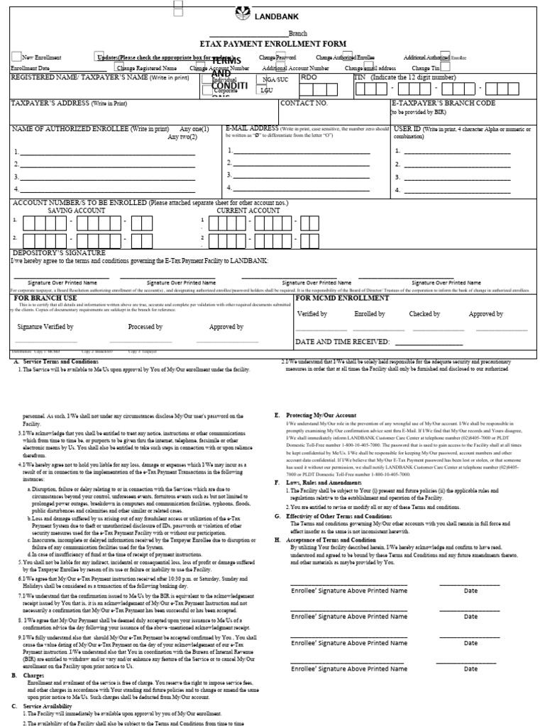 Etps Enrollmenr Form | PDF