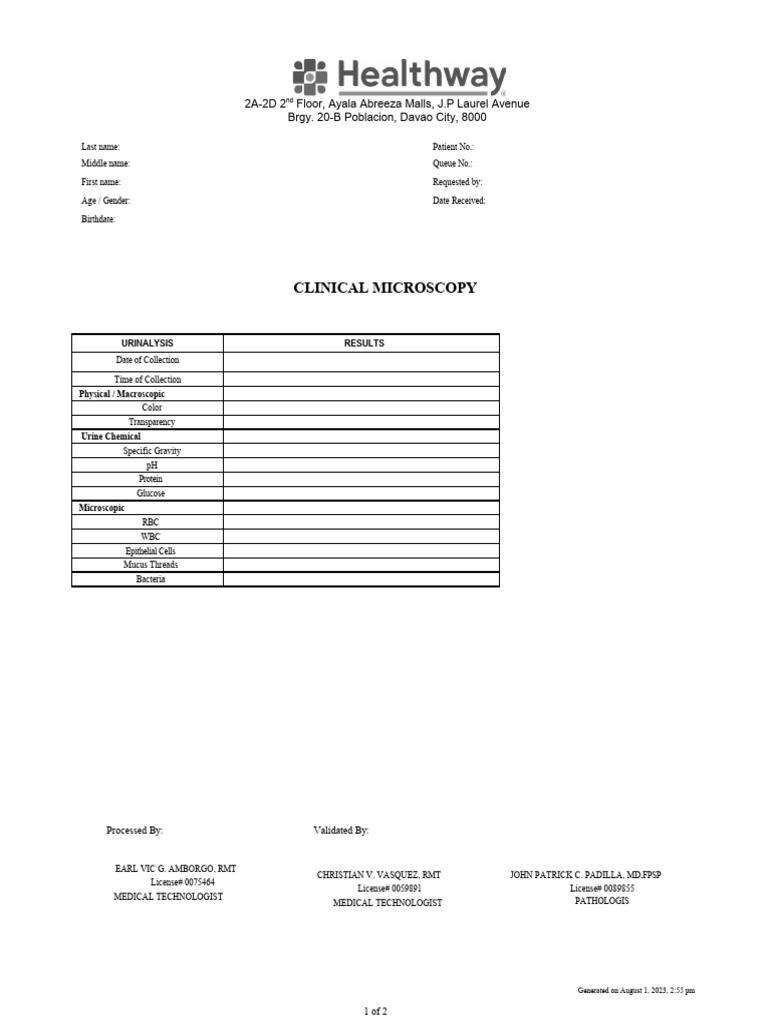Lab Result Form Clinical Micros | PDF