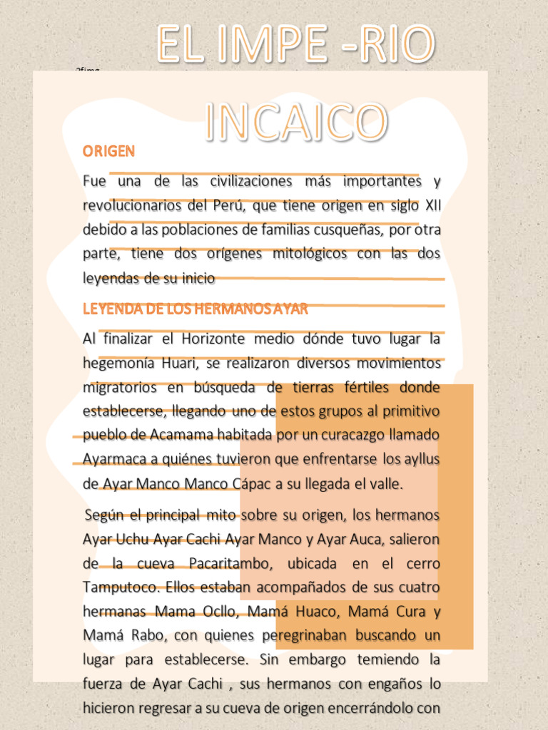 Orígenes y Estructura del Imperio Inca | PDF | Imperio Inca | Perú