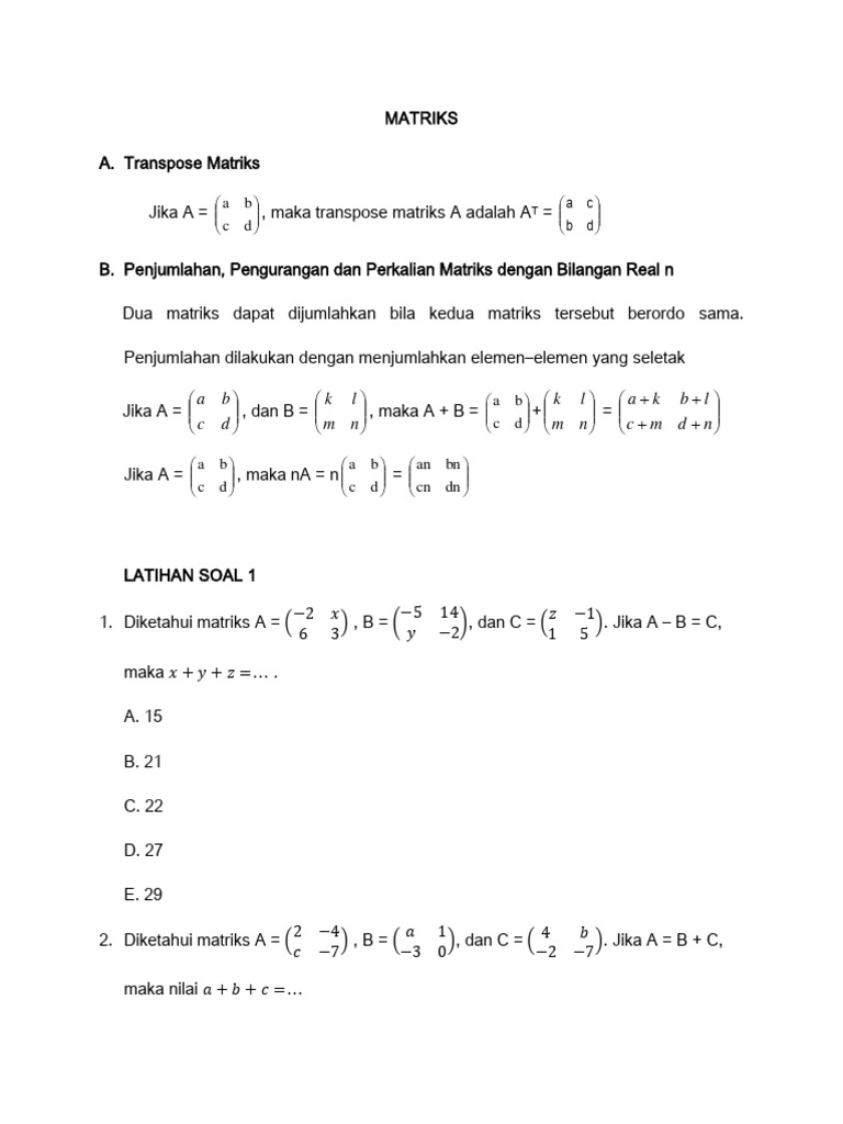 Soal Lat 1 Matriks | PDF