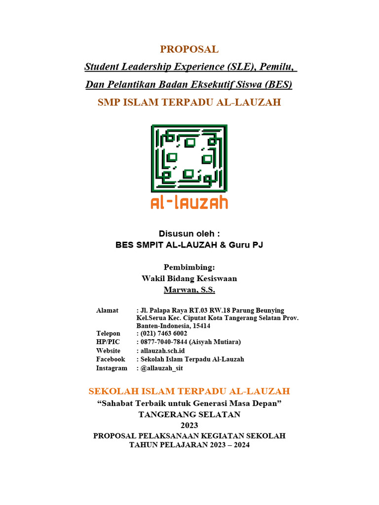 (Rev 13) PROPOSAL PELAKSANAAN KEGIATAN SLE 2023-2024 | PDF