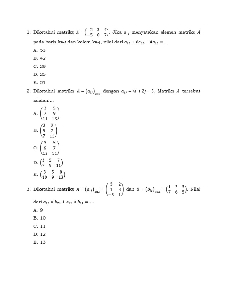 Soal Sumatif 1 Matriks | PDF