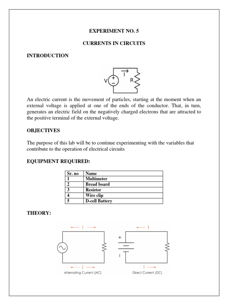 Experiment No 5 | PDF | Direct Current | Electric Current