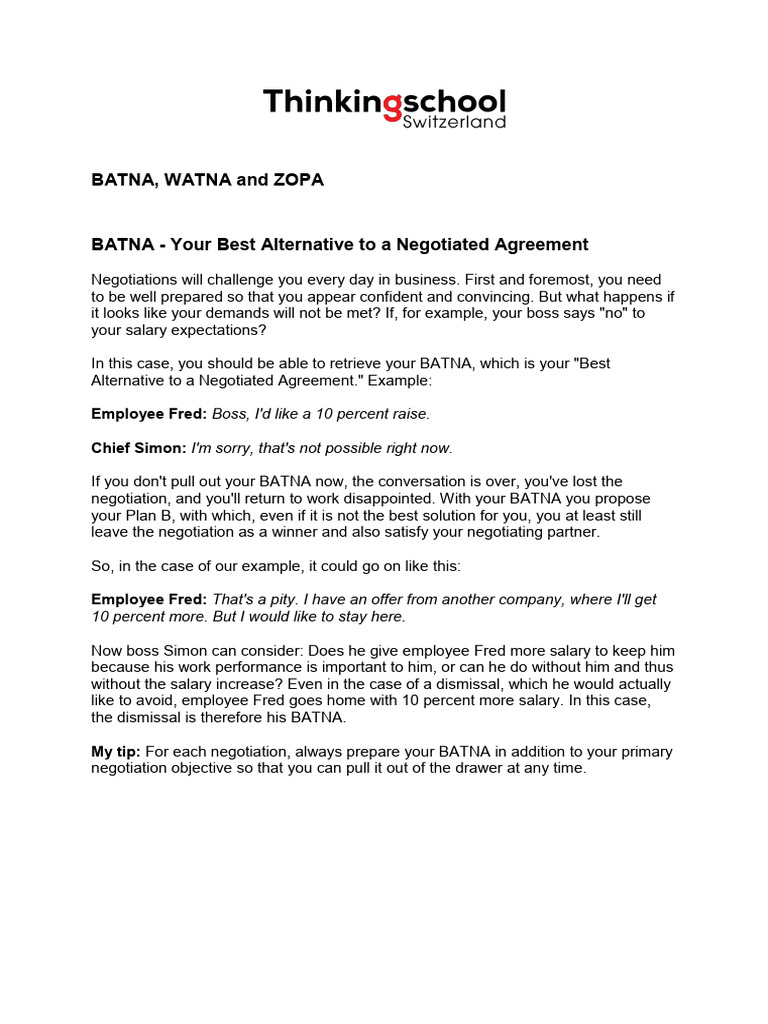 Batna Watna Zopa | PDF | Negotiation