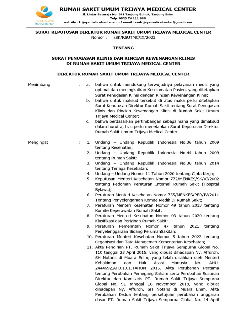 7. Sk Direktur - Spk Rkk | PDF