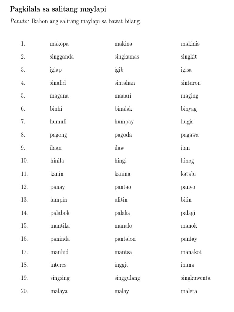 Salitang Maylapi - 4 1 | PDF