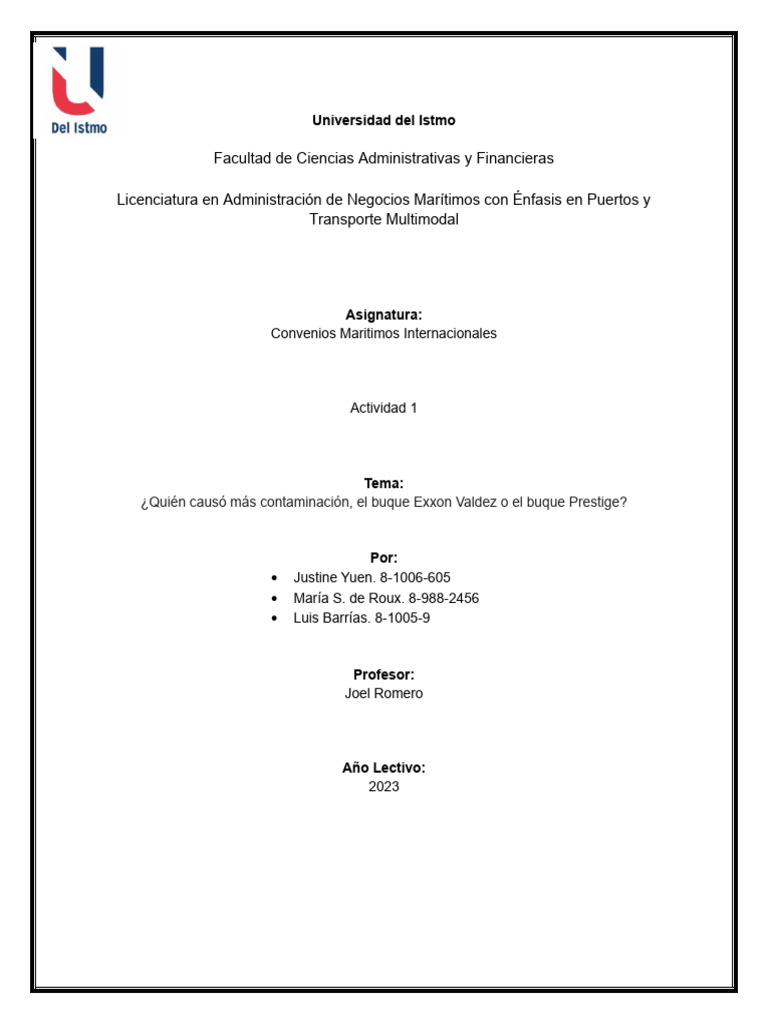 Buque Exxon y Prestige | PDF | Derrame de petróleo | Contaminación