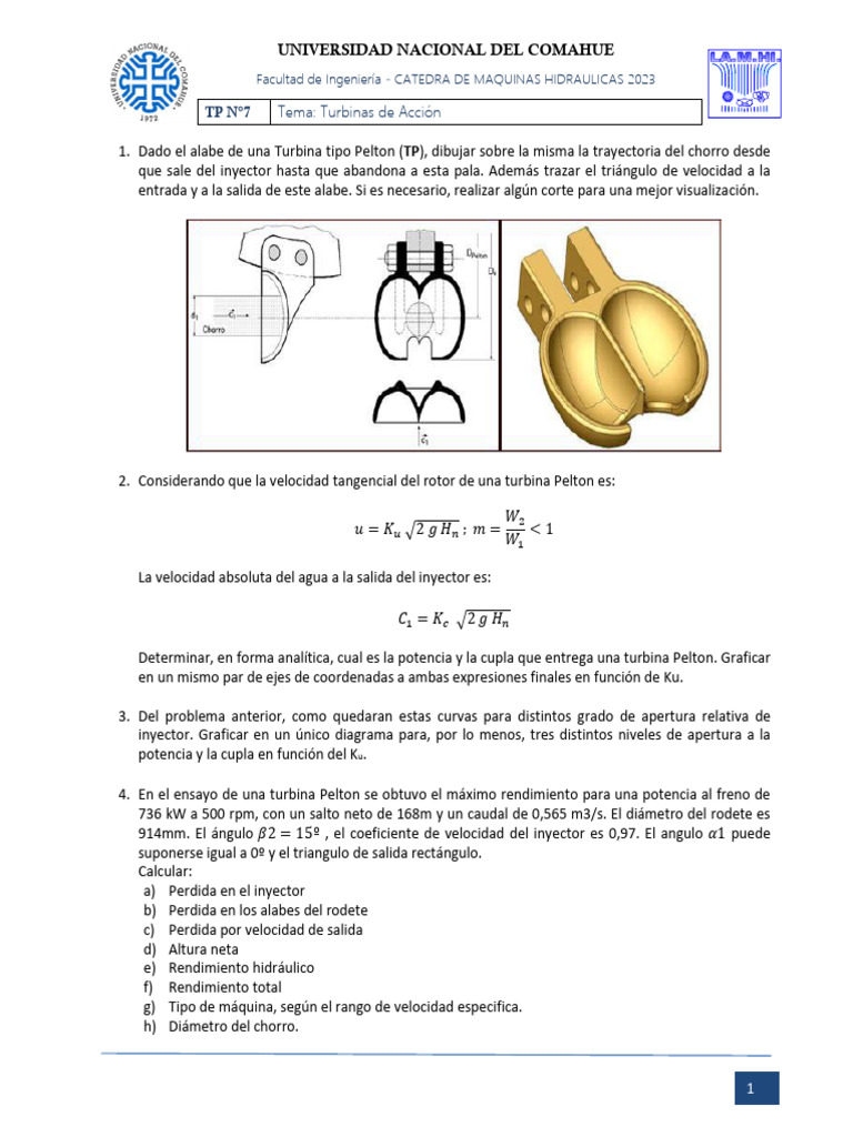 TP 07 - Turbinas de Accion 2023 | PDF | Turbina | Electricidad renovable