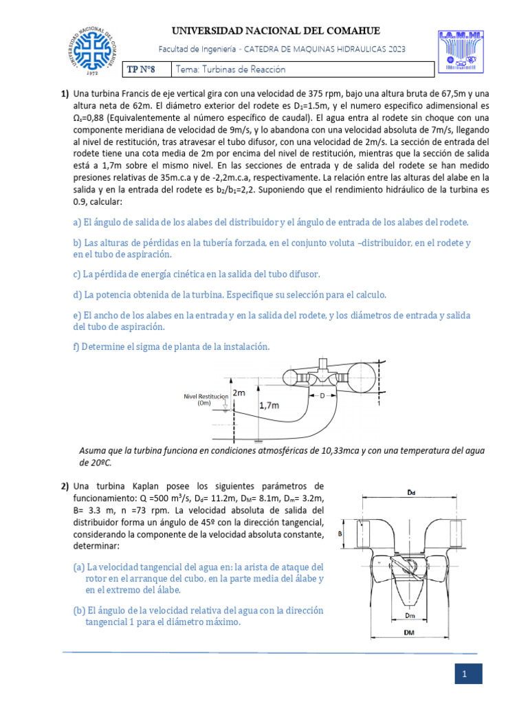 TP 08 - Turbinas de Reaccion 2023 | Descargar gratis PDF | Turbina ...