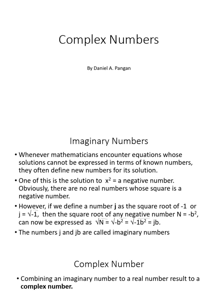 P06 Complexnumbersa Pdf Complex Number Cartesian Coordinate System