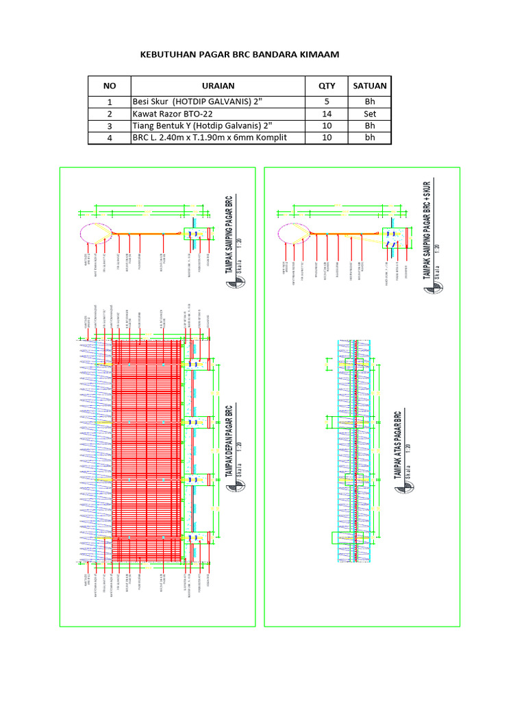 Rincian Material Pagar BRC | PDF