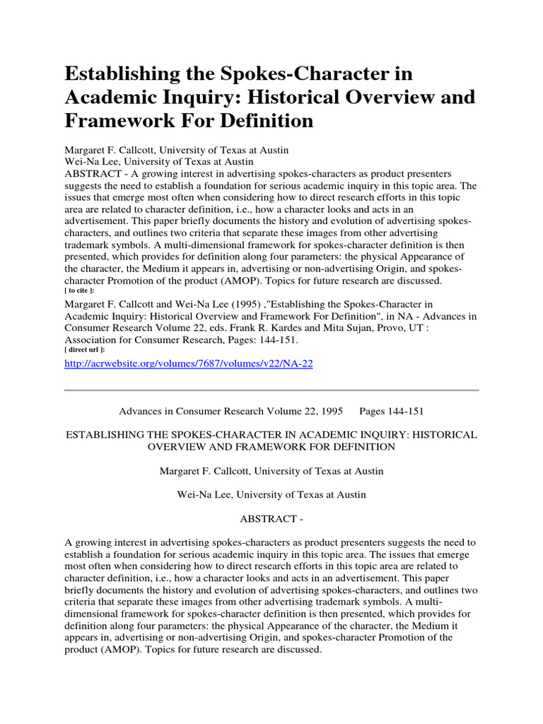 History & Framework of Ad Spokes-Characters | PDF | Allegory | Advertising