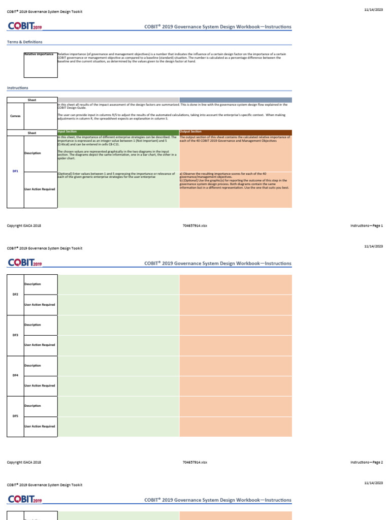 COBIT 2019 Design Toolkit | PDF | Governance | Spreadsheet COBIT 2019 Design Toolkit | PDF | Governance | Spreadsheet