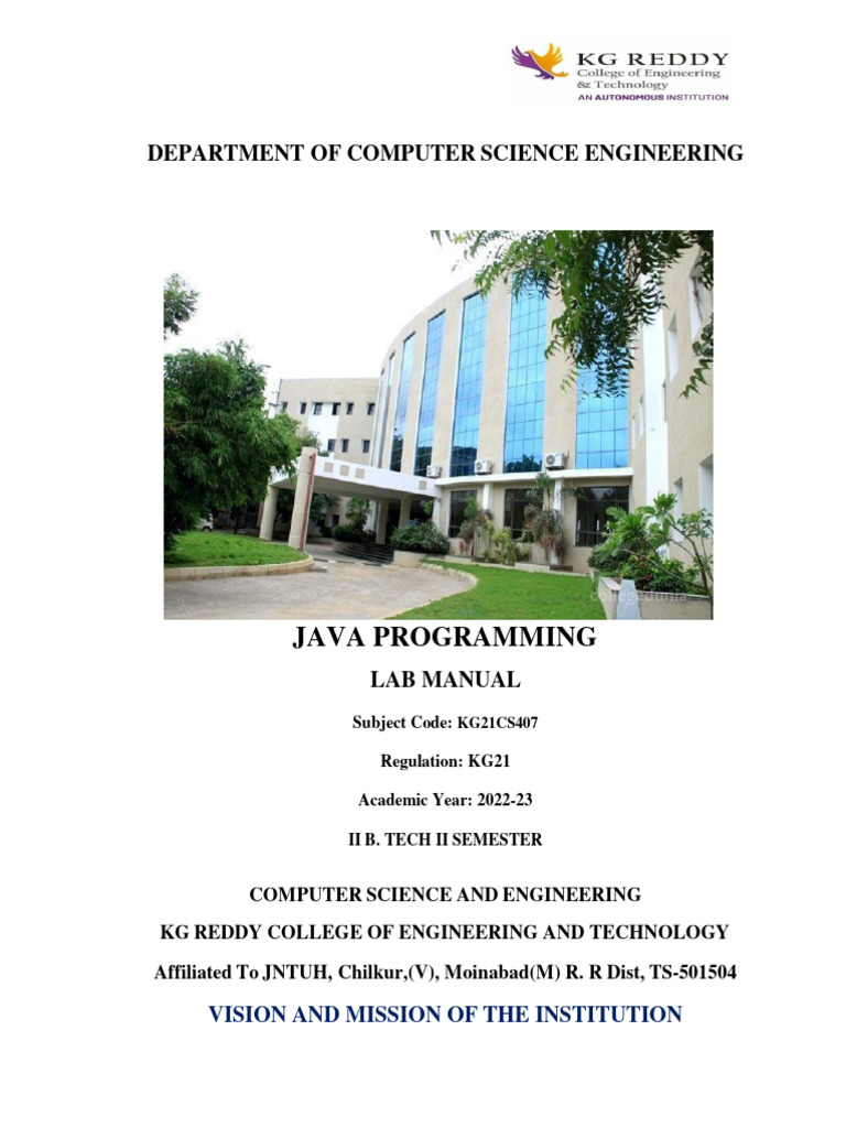 Java Lab Manual 2022-23 | PDF | Quadratic Equation | Engineering Java Lab Manual 2022-23 | PDF | Quadratic Equation | Engineering