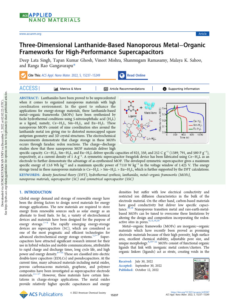 ACS Applied Nano Materials-1 - Compressed | PDF | Materials | Energy ...