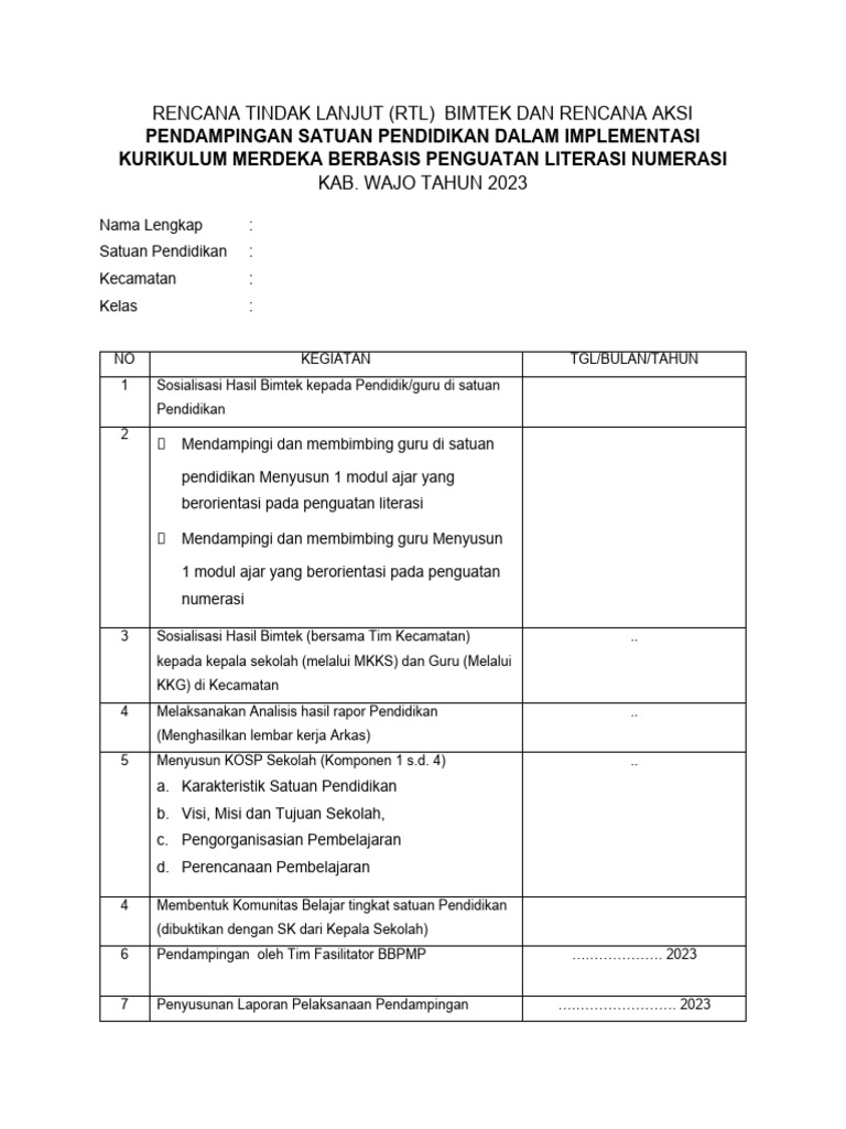 C1. Rencana Tindak Lanjut-Litnum | PDF