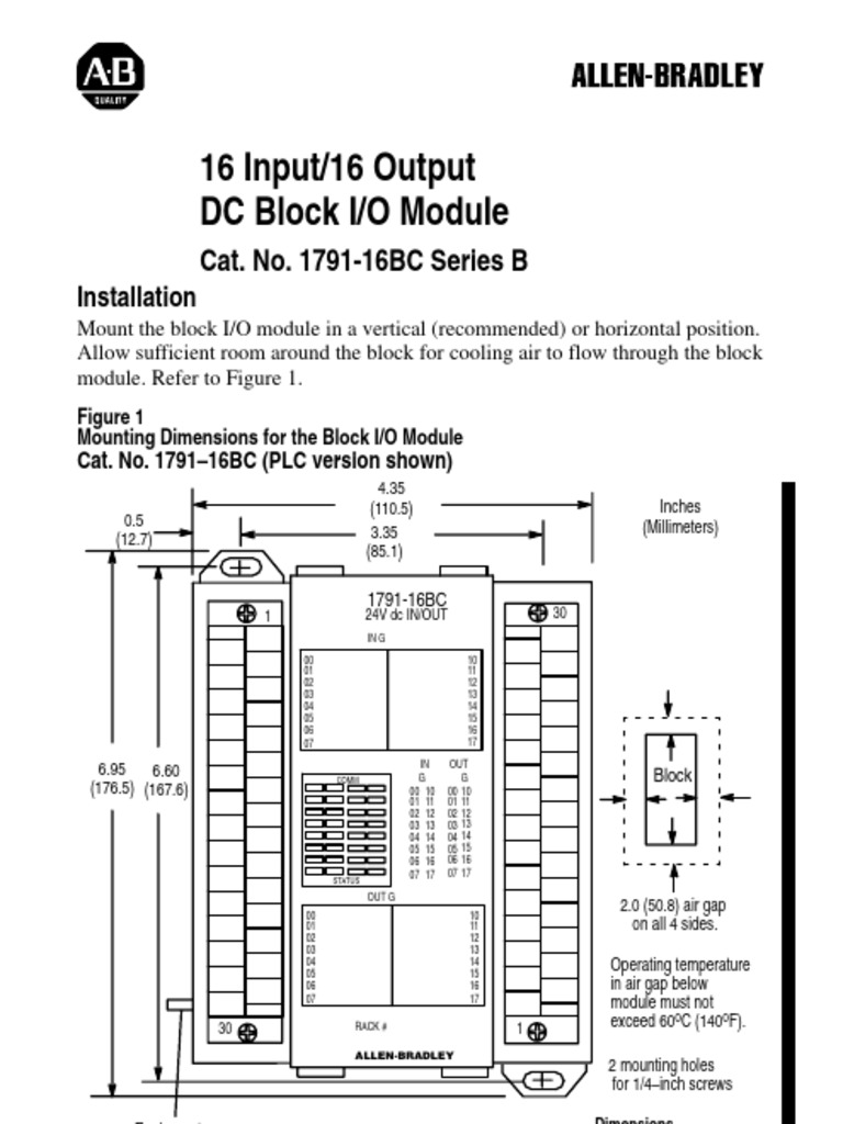 16 Input/16 Output DC Block I/O Module: 1791-16BC Specifications | PDF | Programmable Logic ...