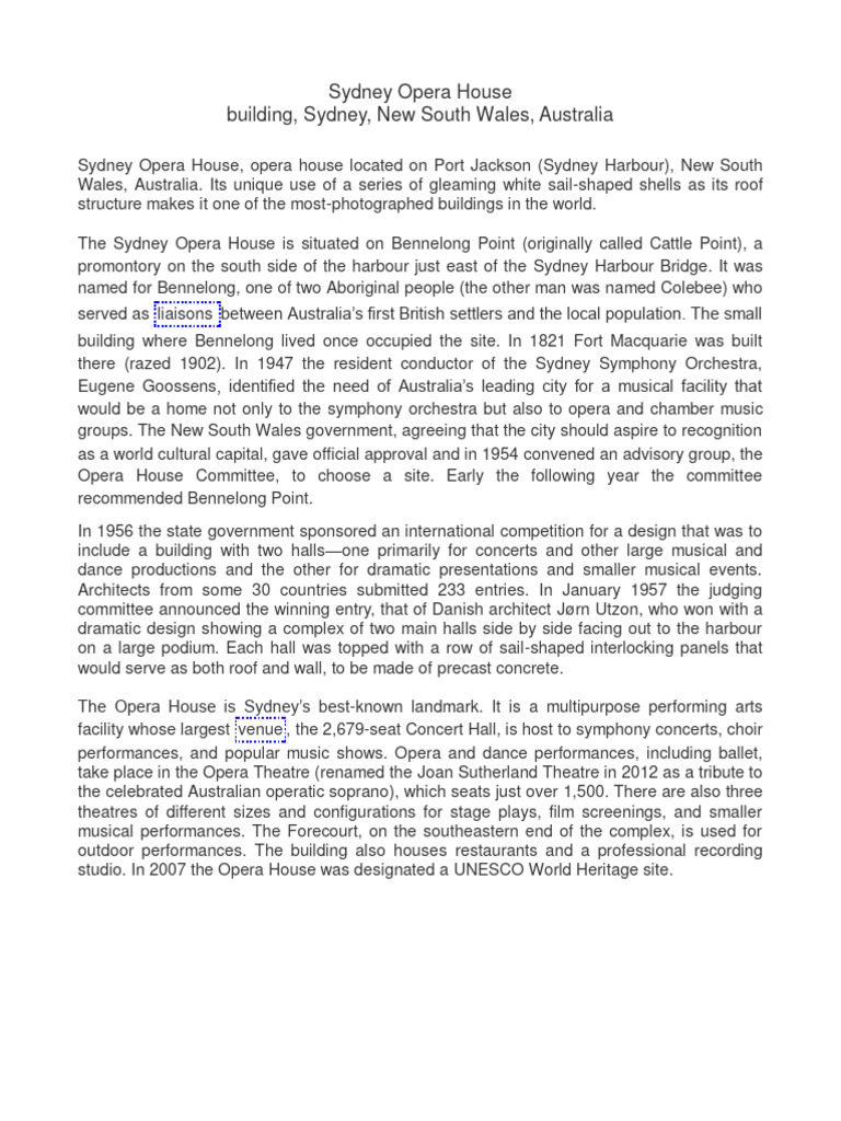 Sydney Opera House | PDF | Performing Arts | Classical Music